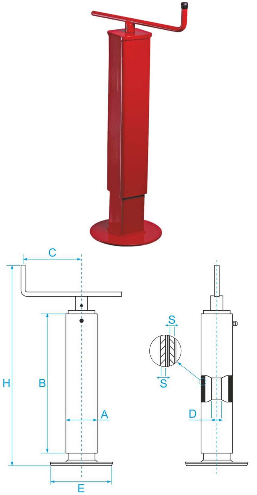 Parking Jack "Heavy Type" with Foot Plate - JRS Parts