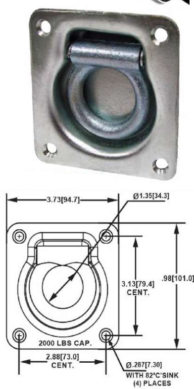 Trailer 2000lb Steel Tie Down Ring - JRS Parts