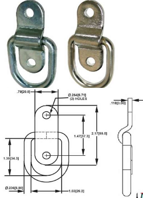 Trailer 3500lb Forged Steel Tie Down Ring - JRS Parts