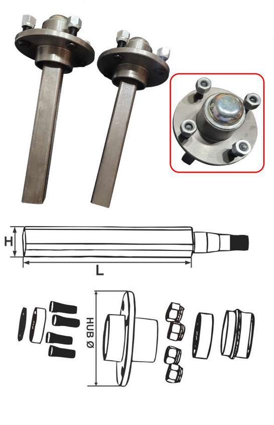 Trailer Wheel Hub Axle - JRS Parts